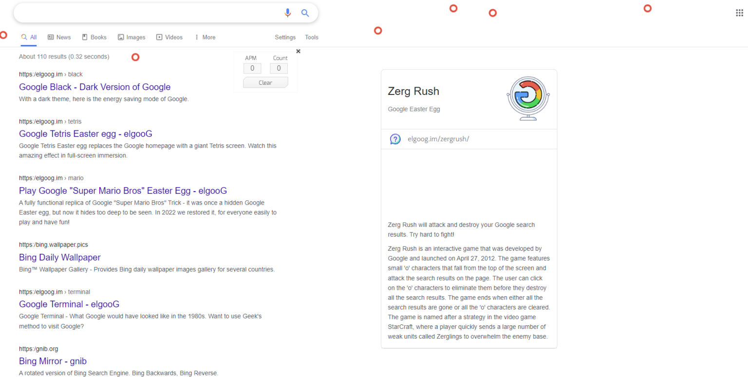 Les Easter Eggs de Google : Zerg rush - Neper